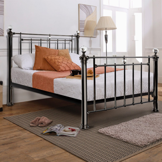 Magnolia Black Metal Bed Frame | Metal Bed Frames | Beds & Mattresses ...