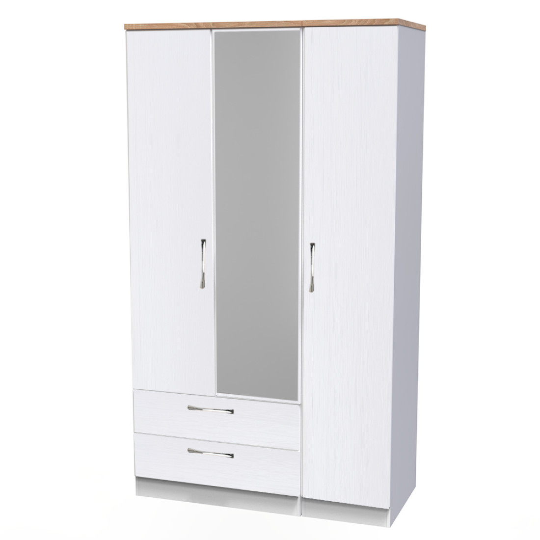 Siena 3 Door 2 Drawer Mirrored Wardrobe | Sleep Systems UK