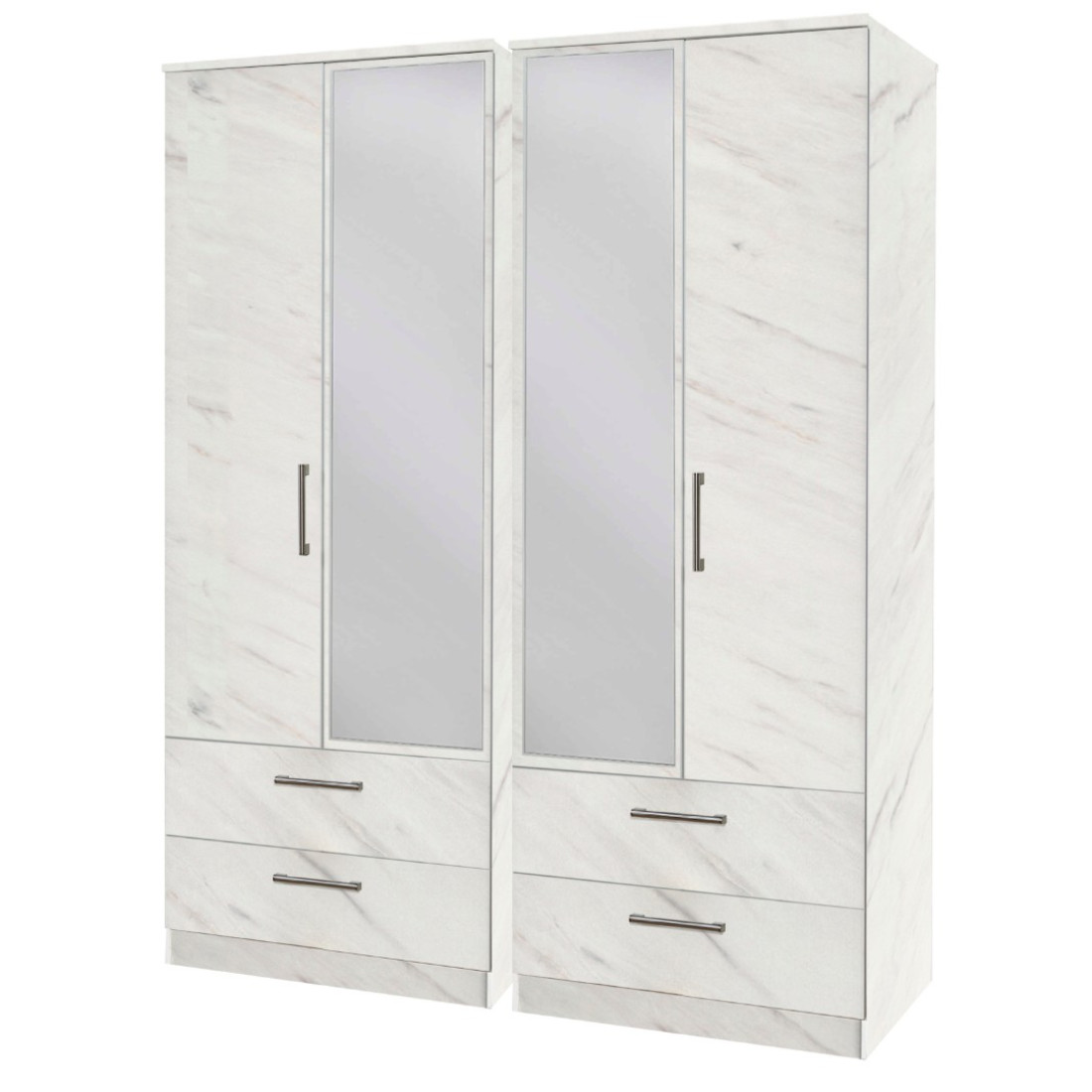 Destiny 4 Door 4 Drawer Mirrored Wardrobe | Ready Assembled Bedroom ...