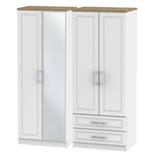 Kent Tall 4 Door 2 Drawer Mirrored Wardrobe | Ready Assembled | Welcome ...