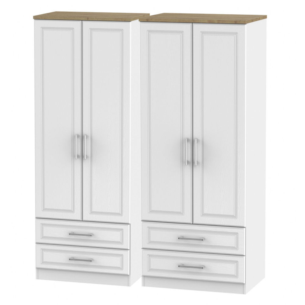 Dover Tall 4 Door 4 Drawer Wardrobe | Ready Assembled | Sleep Systems UK